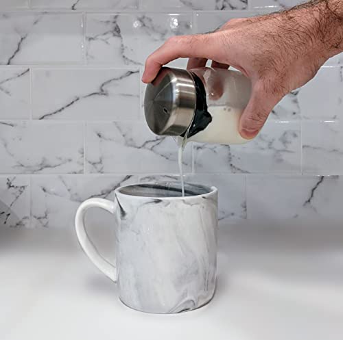 J&M DESIGN Sugar Bowl With Lid And Spoon Creamer & Dispenser Bowls Set For Kitchen Countertop Coffee Bar Accessories Containers Glass Milk Carton 7oz Holder Sugar Container Jar Stainless Steel Lid