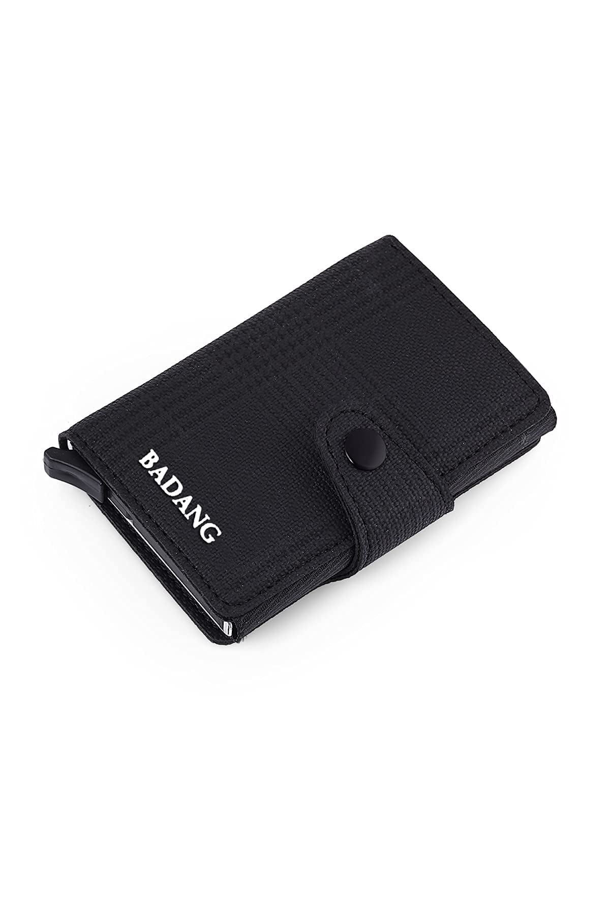 BADANG Classic Leather Mat Wallet, Belt, Credit Card Holder Gift Accessory Set, Card Holder and Belt Set (maximum 9 cards) And (maximum additional 6 cards) (Set of 3)… (Black)