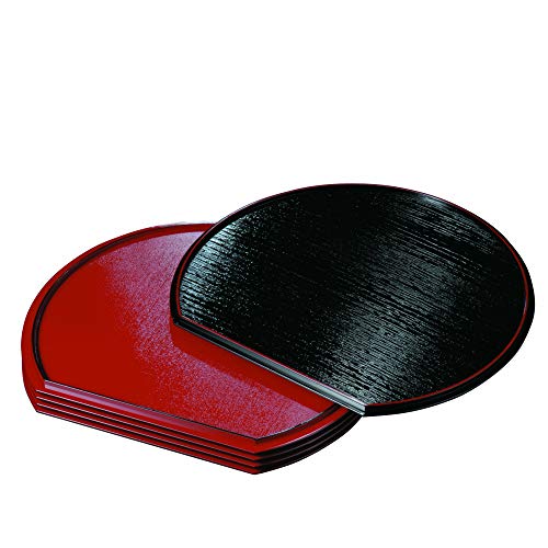 Half moon Japan lacquer ware tray 14 inch (36cm) 5 pieces