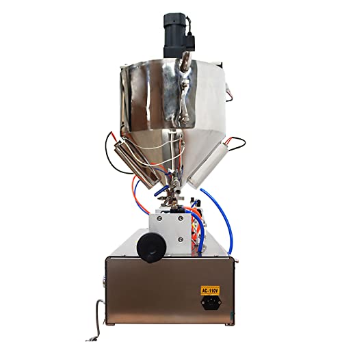 INTBUYING 110V 30-300ml Paste Liquid Heating Mixing Filling Machine with Vertical Stirring Hopper for Cream Shampoo Honey Toothpaste Oil Sauce Butter