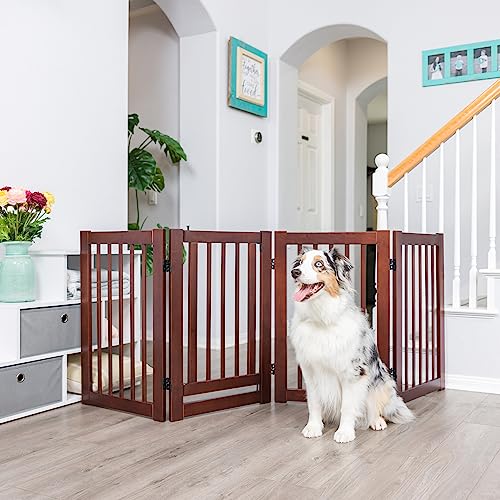 Primetime Petz 360 Configurable Dog Gate with Door โ Indoor Freestanding Walk Through Wood Pet Gate,Walnut