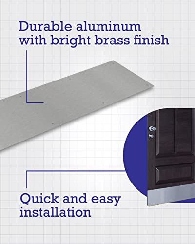Hardware Essentials 852737 Aluminum Non-Magnetic, Screw-In, Door Kick Plate 8" x 34" Anodized Aluminum Finish 