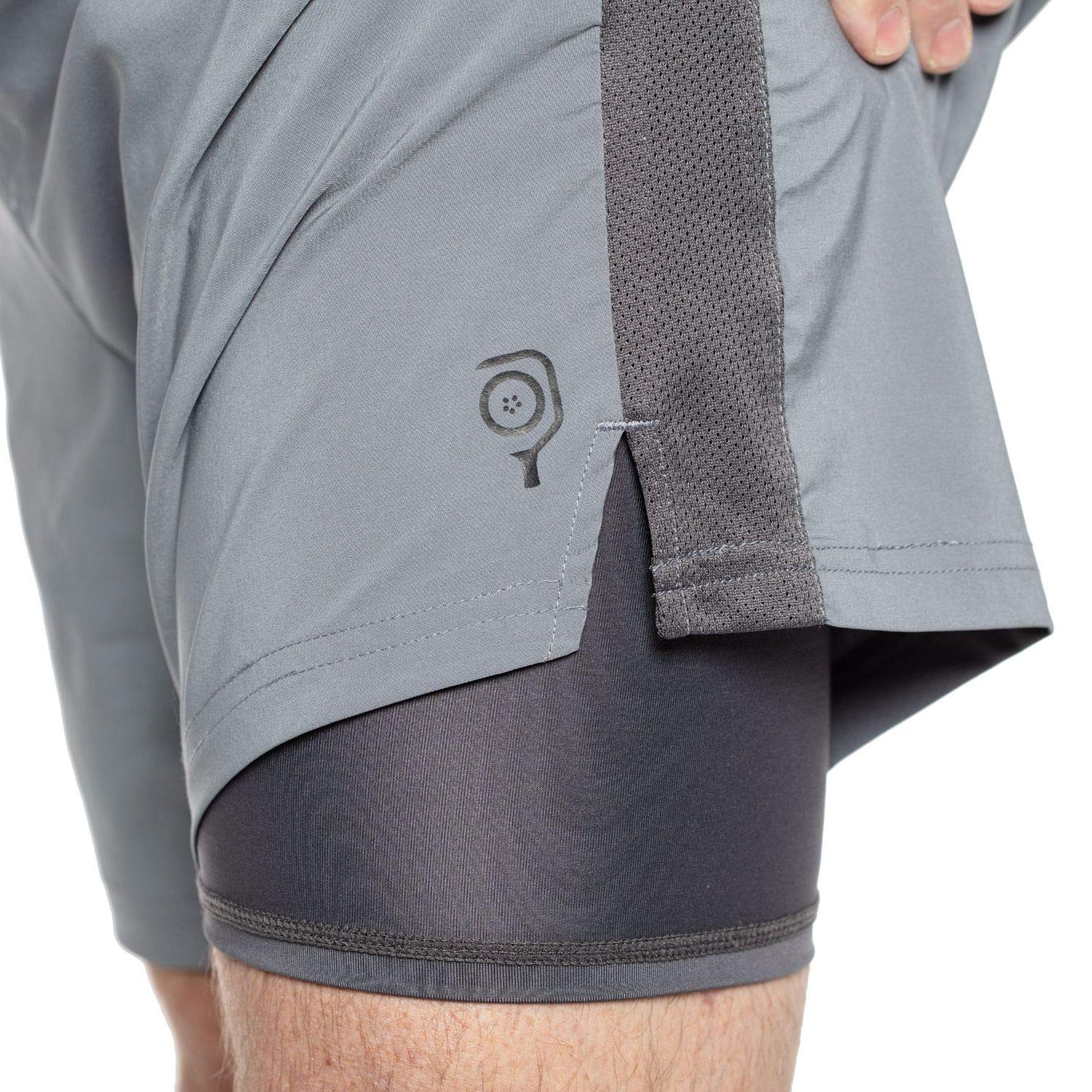 Baddle Men’s 2 in 1 Pickleball Short (Shadow, Large)