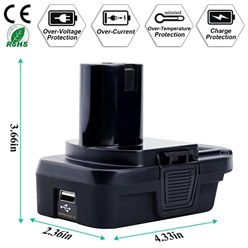 Lasica Adapter w/USB Port Compatible with DeWalt 20V Max XR Battery and Compatible with Milwaukee M18 18V Battery Convert to Replacement for Ryobi 18-Volt ONE+ Cordless Tool Battery Packs