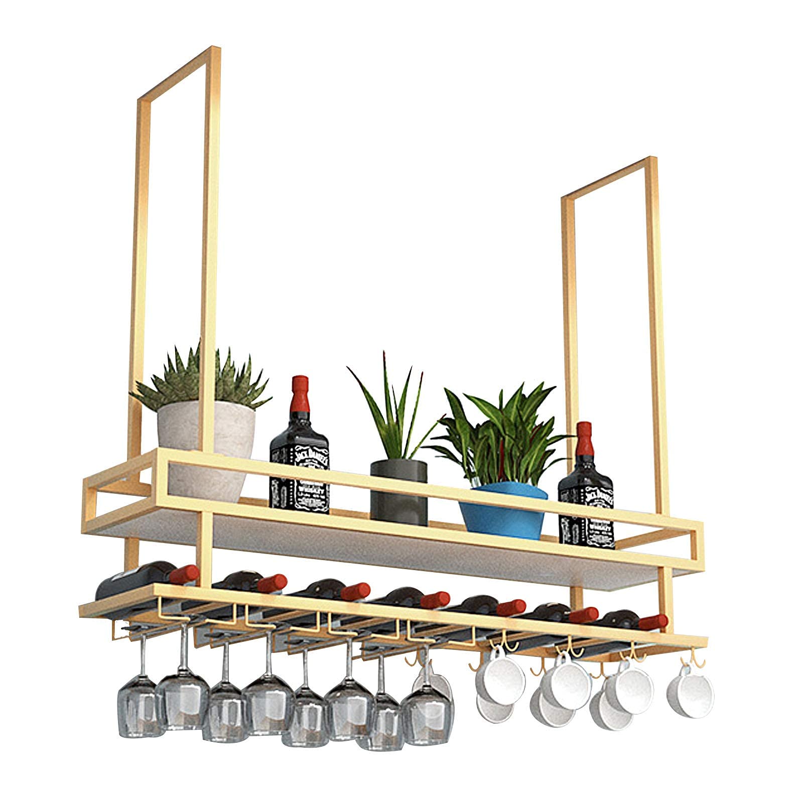 BDDIE Wine Racks,Ceiling Shelf Style Ceiling Wine Rack,Wine Rack Hanging Wine Glass Racks Stemware Holder, for Bars,Restaurants,Kitchens/100 * 30 * 80Cm