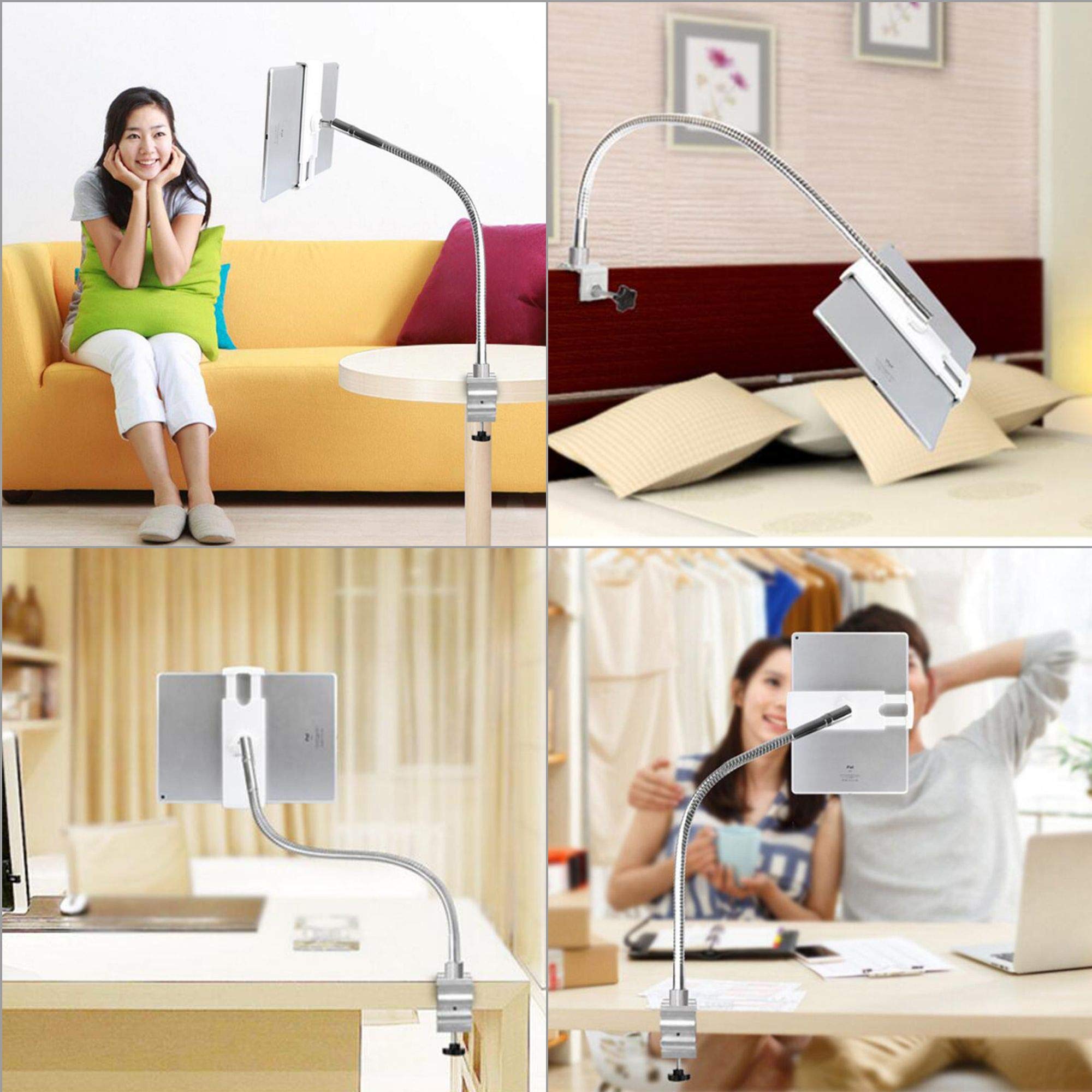 MagicHold 360 Degree Rotating Bed Tablet Mount Holder Stand Compatible with Ipad Pro 12.9 Inch,ipad Air,ipad Mini, Tablets,The Longest 33 Inch.Turns Any Angle (Silver Goose)