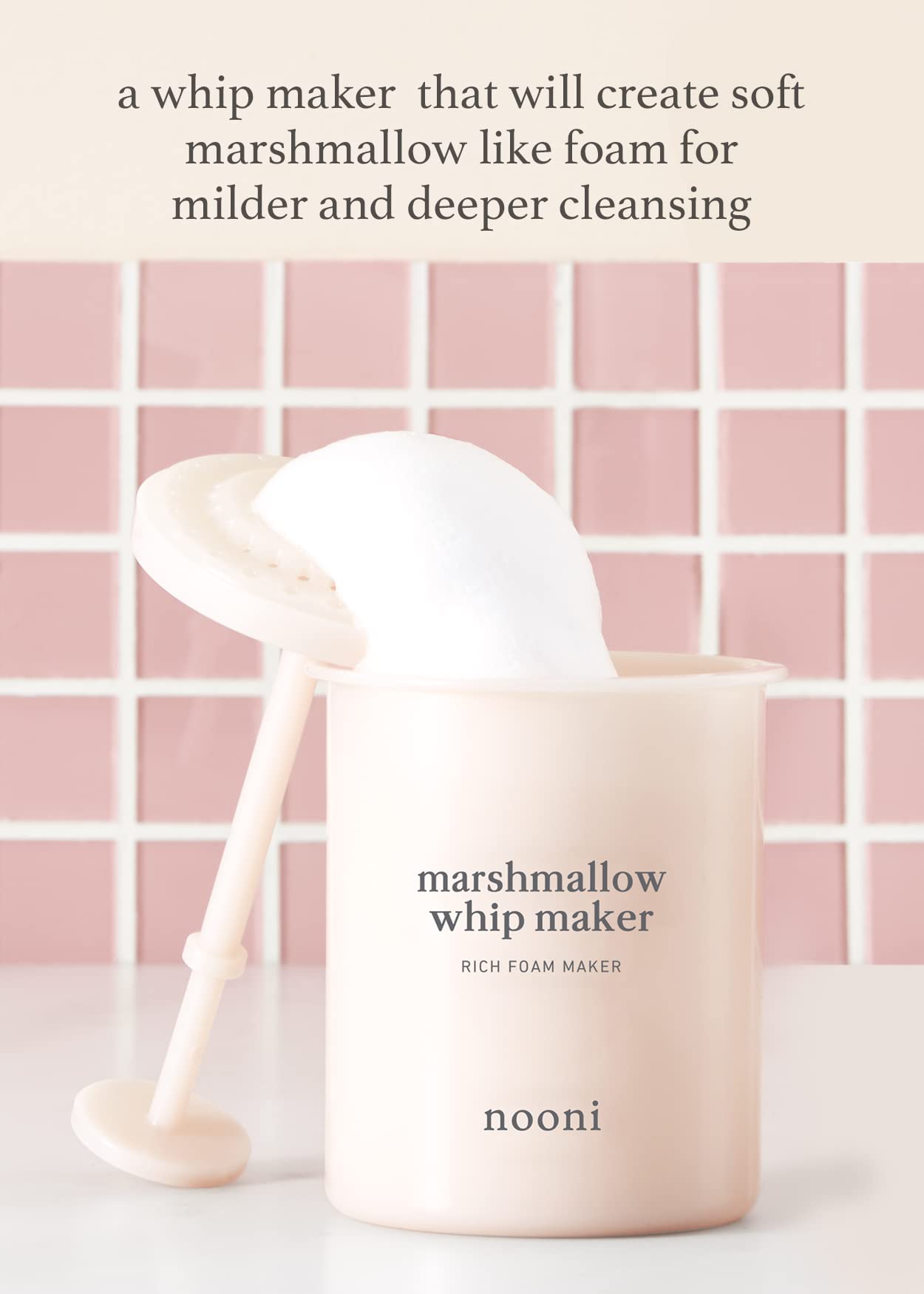 NOONI Facial Cleansing Tool - Marshmallow Whip Maker | Gentle Deep Cleanser For Skincare, Rich Foam Maker For Face Wash, Easy to Use, 1 Count