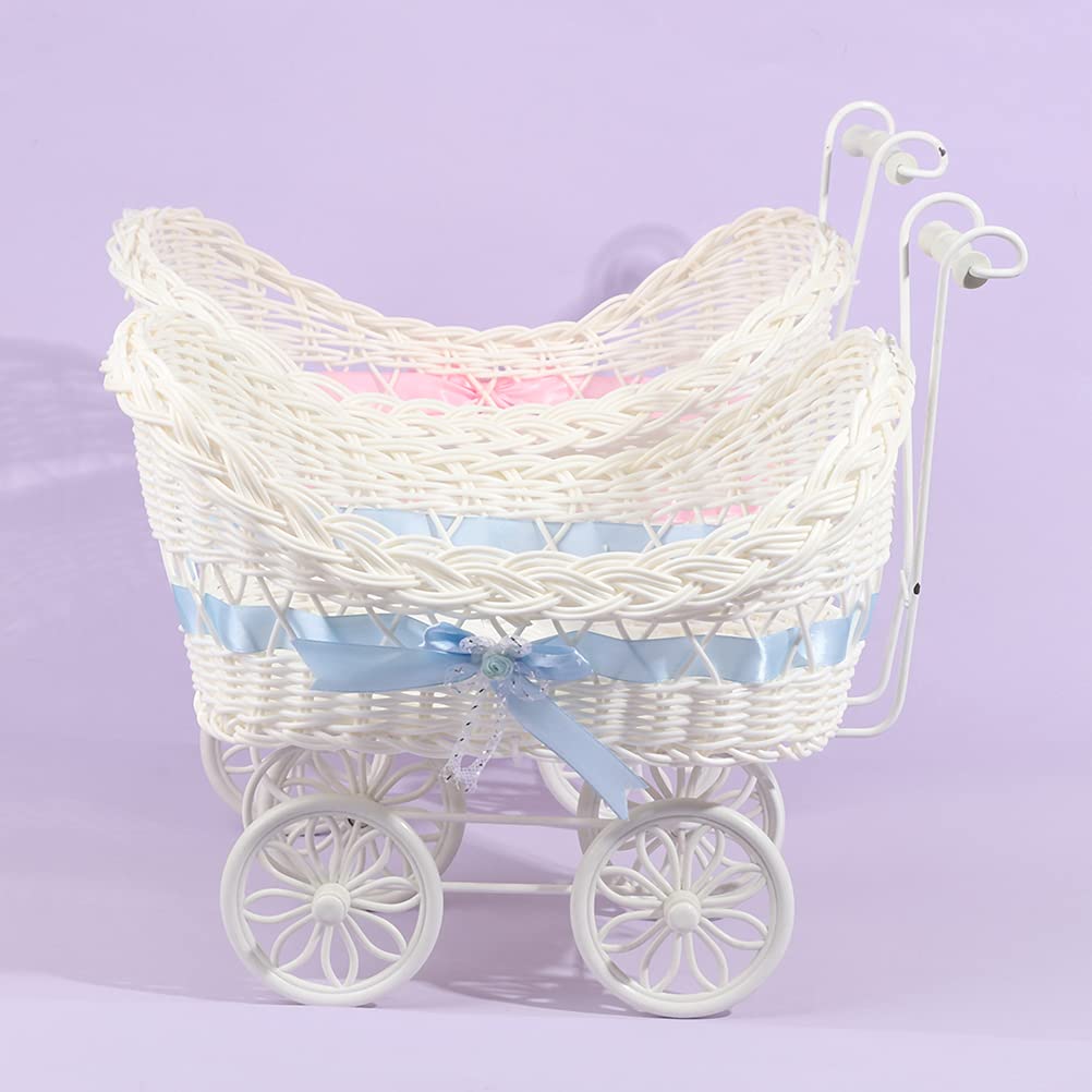 Large Tricycle Artificial Flower Vase Plant Stand-Rattan Basket Handmade Tricycle Planter Garden Decor,Bike Bicycle Pot for Weddings Home Decor Props Gift Table Centerpieces Arrangement Ornament