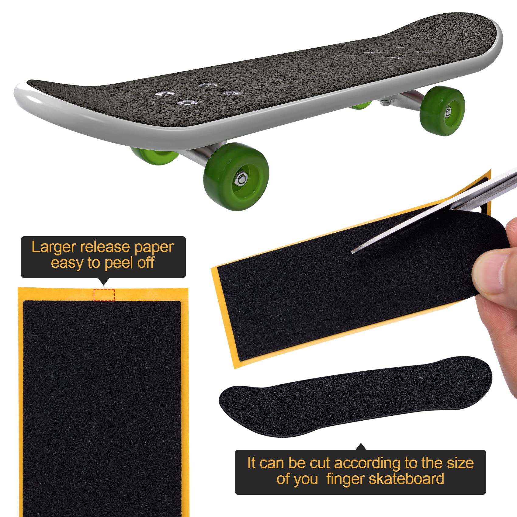 PAGOW 25pcs Fingerboard Foam Grip Tape, Non-Slip Skateboard Foam Tape Stickers, Adhesive Finger Skateboard Tape (0.047inch / 1.2mm Thick) Black
