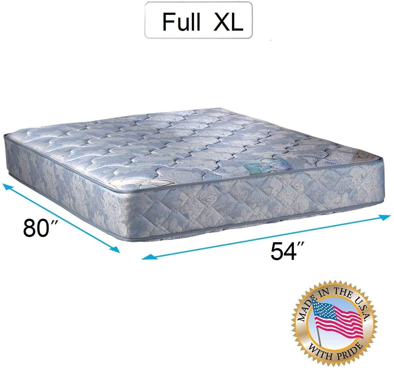 DS USA Chiro Premier Double-Sided Orthopedic (Blue) Full XL Mattress Only with Mattress Cover Protector - Fully Assembled, Innerspring Coils, Long Lasting Comfort, Good for Your Back, Quilted Fabric