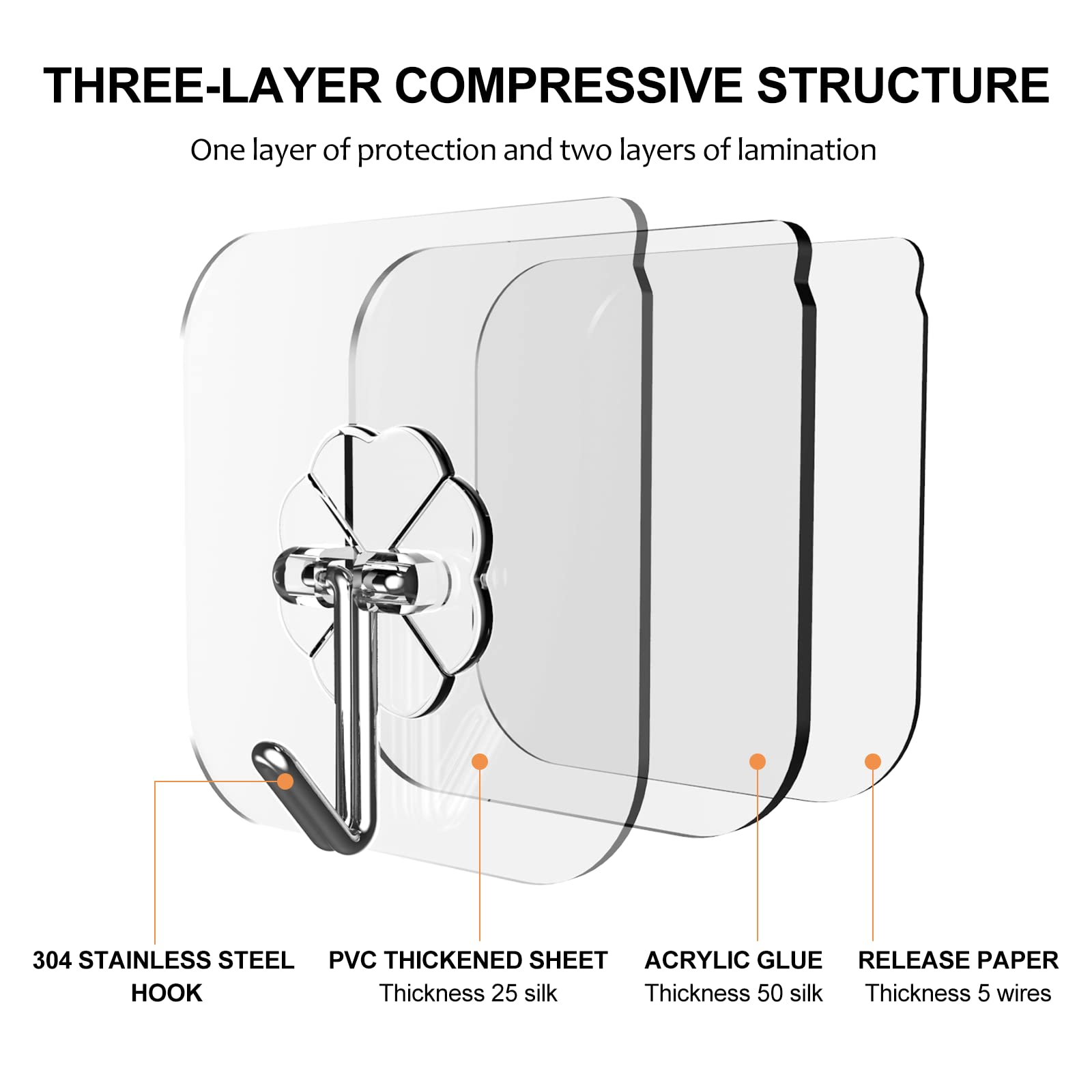 NileHome Adhesive Hooks for Hanging 12 Packs Heavy Duty Wall Hooks Removable Waterproof Bathroom Hooks Transparent Sticky Hooks for Kitchen Glass Door