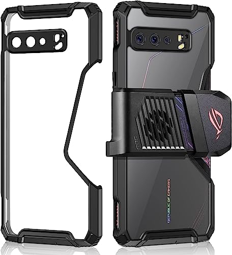 Fanbiya Case for ASUS ROG Phone 3, Cellphone Radiator Compatible, Heat Dissipation Magnetic Back, Ultra Clear Shockproof Case with Tempered Glass (ROG 3, Clear)