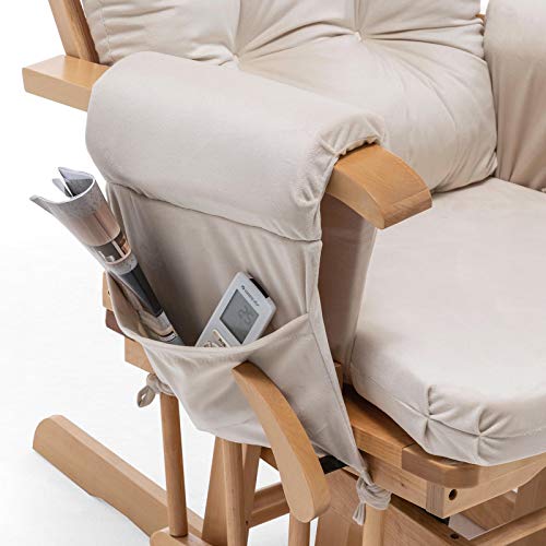 Paddie Beige Massage Glider Rocker Replacement Cushions with Storage Velvet Washable Non Slip for Glider Rocking Chair, 5PCS