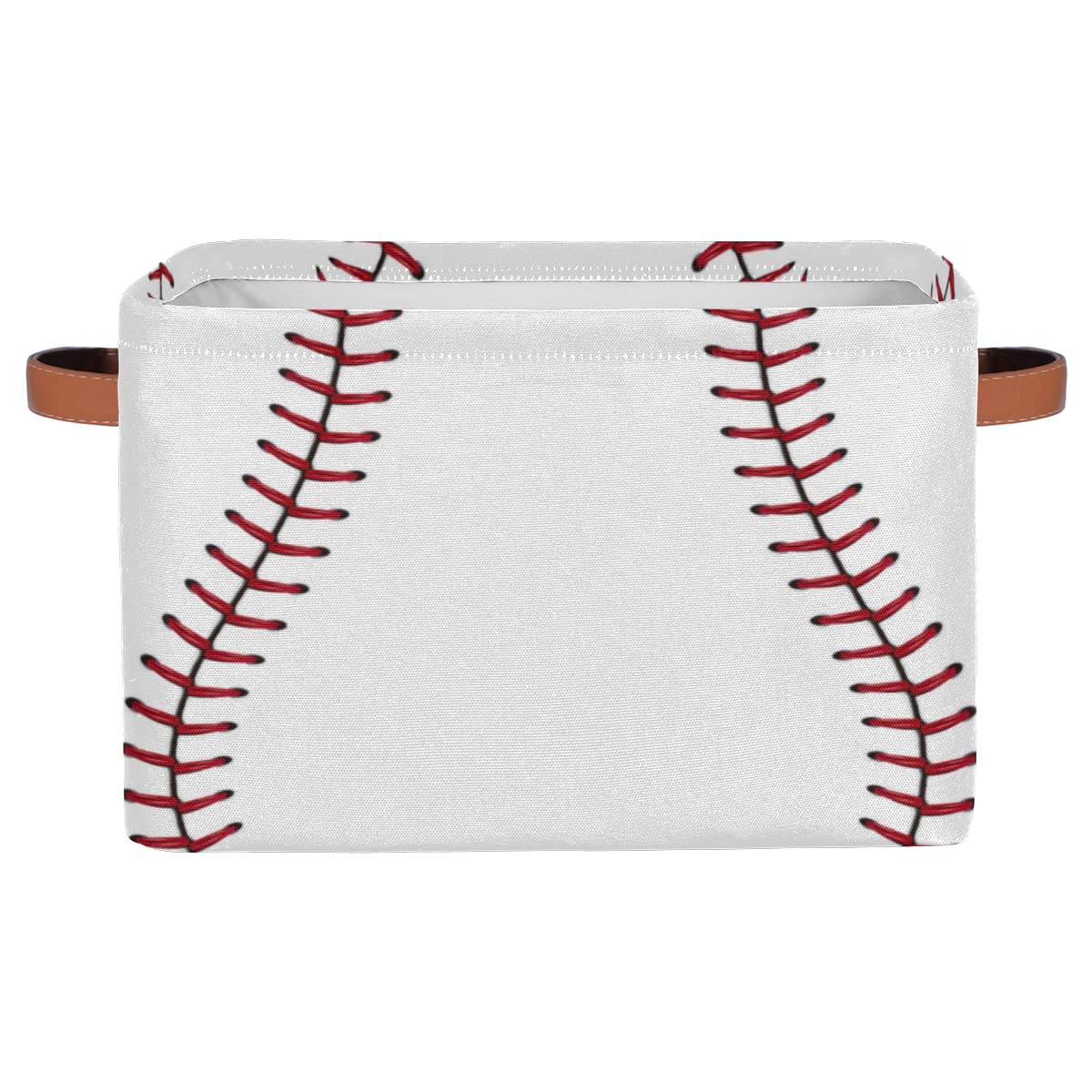 AUUXVA Baseball Stitches Laces Storage Bins Baskets Fabric Laundry Baskets, Red Softball Storage Cube Boxes Organizer Bag Bin for Toy Organizing Book Storage Shelves Nursery Closet