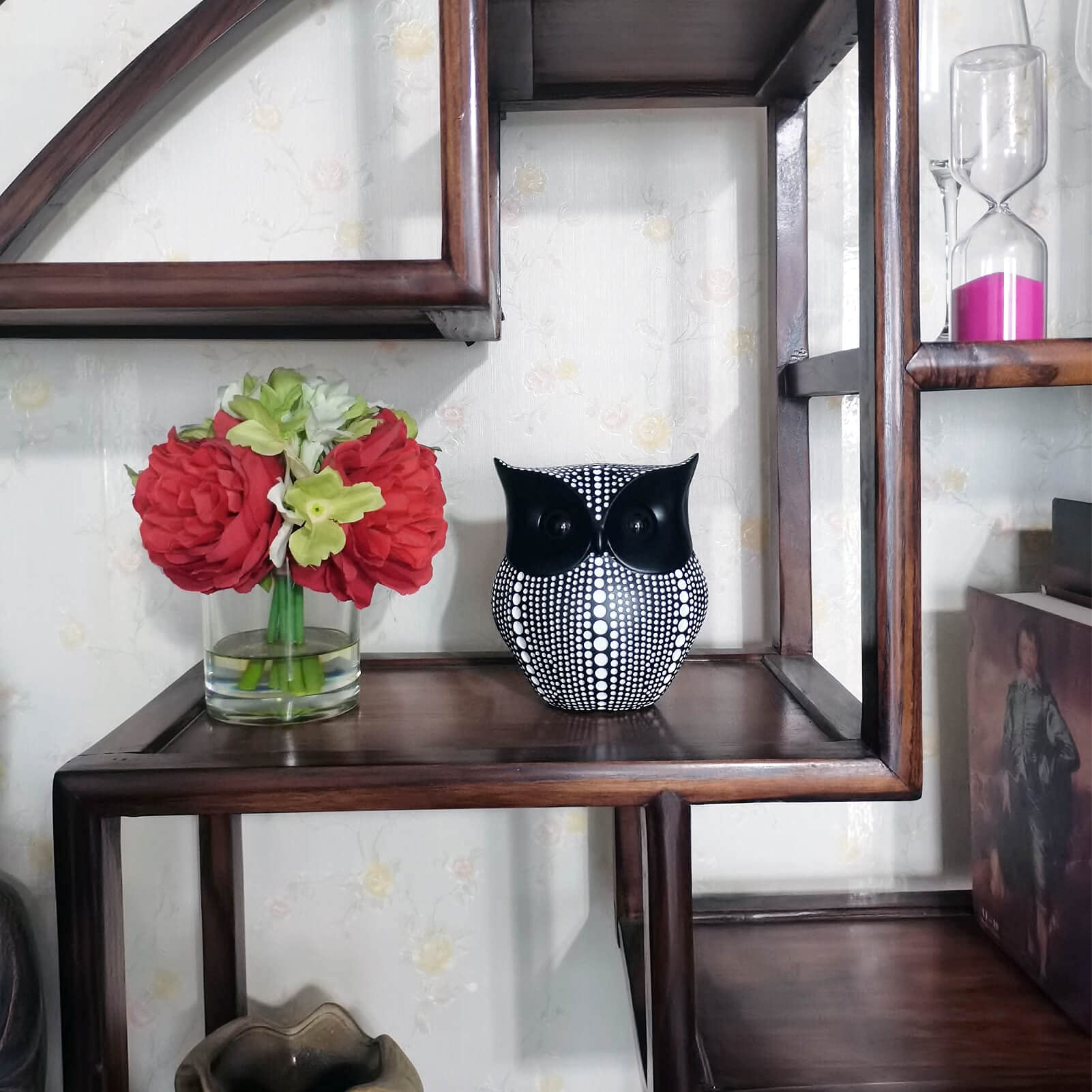HOWFIELD Resin Owl Statue Home Decor - Black Owl Sculpture, Bird Statue, Small Accents for Bedroom, Office, Garden, Bookshelf, TV Stand Figurines(Black)