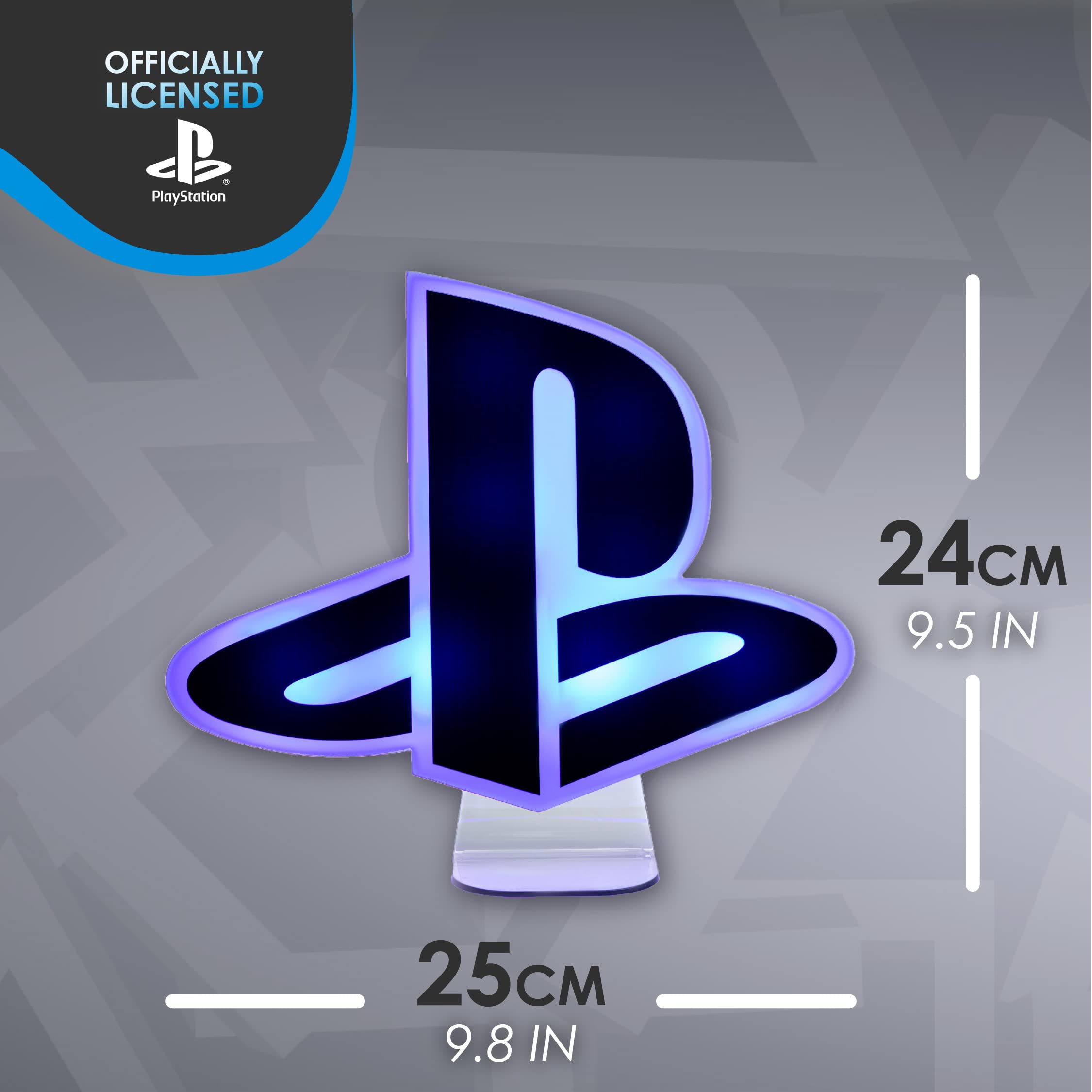 Paladone PlayStation Logo Light - Officially Licensed Merchandise with 3 Light Modes, Sound Reactive Mood Lighting for Gaming or Office Decor, Gift for Gamer, Powered by USB or Battery