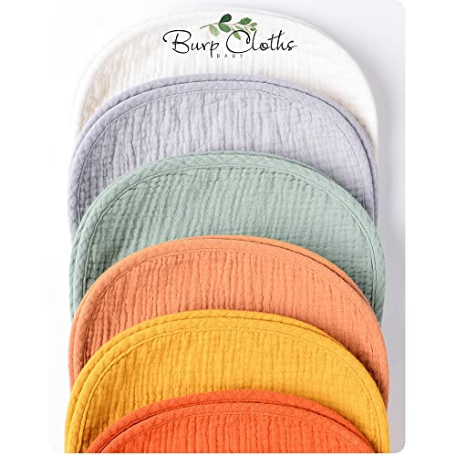 Konssy Muslin Baby Burp Cloths Sets for Unisex- 6 Pack Large 100% Cotton Burping Clothes for Newborn,Baby Girls and Boys