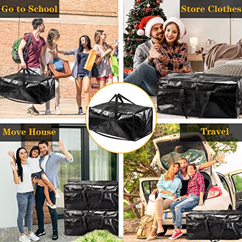 Fixwal 8pcs Heavy Duty Moving Bags Extra Large, Moving Totes with Strong Handles & Zippers, Packing Bags Storage Bags for Moving, Space Saving, Clothes, Moving Supplies, Moving Boxes (Black)