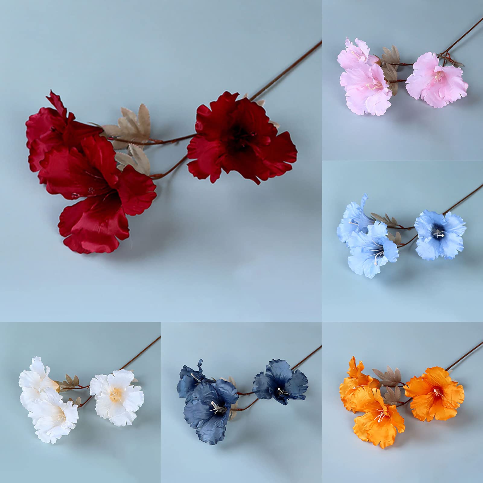 Galand Artificial Flowers,1 Bouquet Artificial Flower 3 Heads Realistic Faux Silk Flower Hibiscus Blossom Simulation Flower for Garden - White