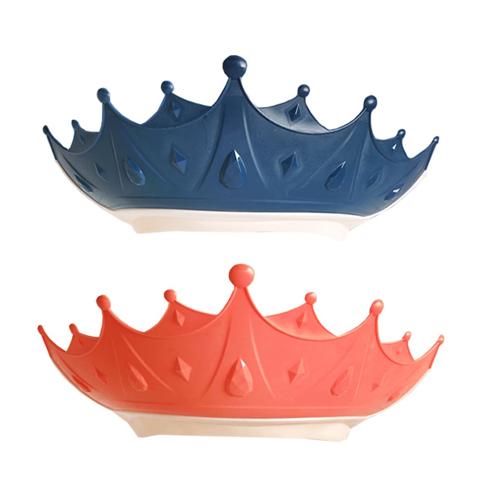 Baby Shower Cap Shield, Adjustable Silicone Shampoo Bath Cap Visor Cap Shower Cap for Kids Toddlers Infants Hair Washing Protect Eye Ear Bath 2 Pack (Blue+Pink)
