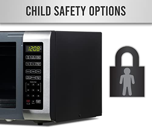Farberware Countertop Microwave 1100 Watts, 1.6 cu ft - Microwave Oven With LED Lighting and Child Lock - Perfect for Apartments and Dorms - Easy Clean Brushed Stainless Steel