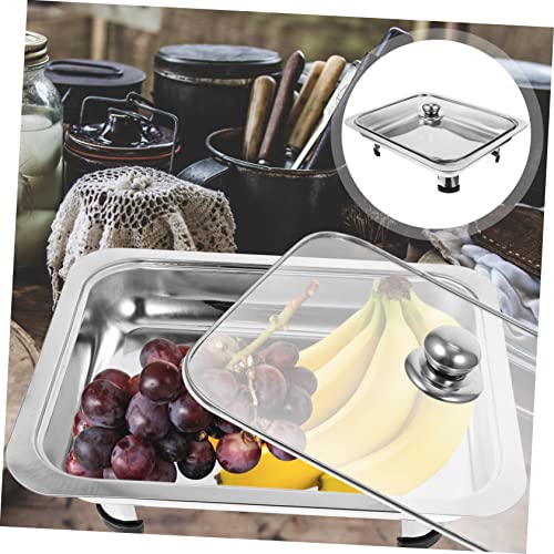Garneck Steel Buffet Metal Serving Tray Dish Rack Tray Stainless Steel Sheet Pan Salad Platter Chafing Warmers Chafing Dish Inserts Buffet Party Metal Tray Canteen Tray Buffet Snack Tray