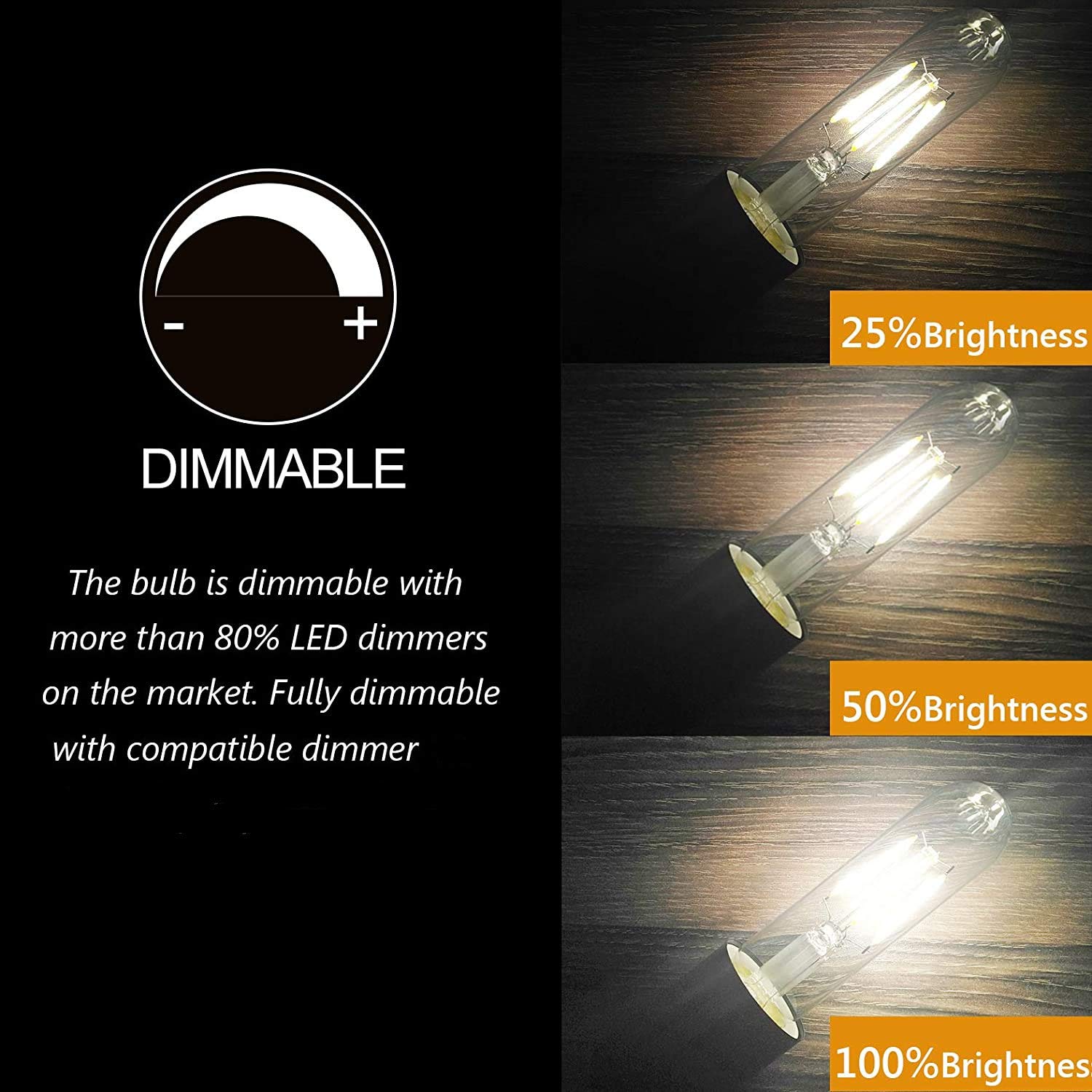 ASOKO E26 T10 Bulbs Daylight White 6W, Dimmable T10 Edison Bulb 60 watts 4000K, E26 Base LED Tubular Light Bulbs, Tube Vintage LED Edison Bulb for Desk Lamp, Pendant Lights, Home (3 Pack)