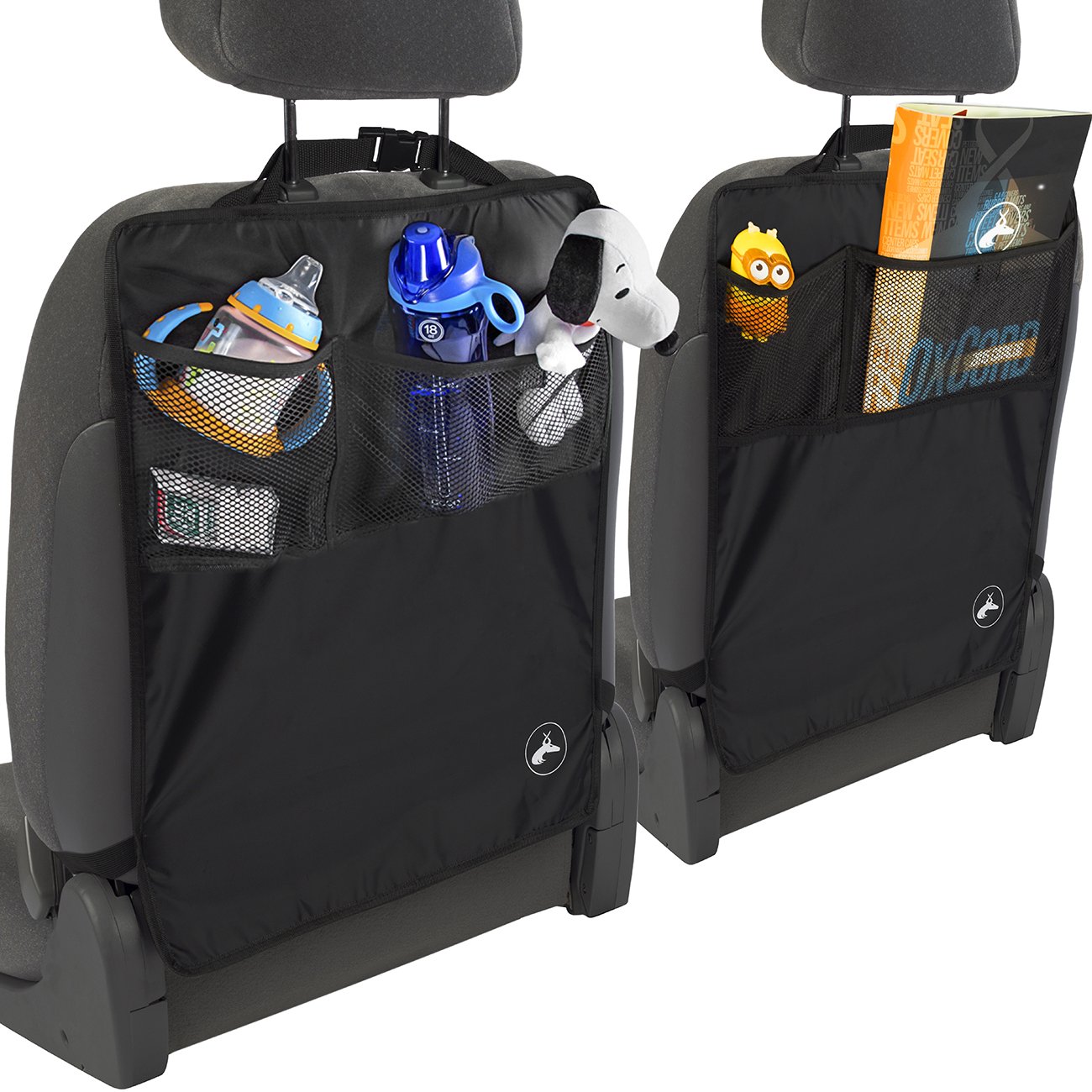 OxGord Kick Mats Seat Protector with Storage Organizer Pocket- 2 Pack - Universal Fit for Car, Truck, SUV, or Van - Rear Auto Bucket Seat Upholstery Protective Cover