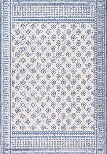 nuLOOM Rana Border Indoor/Outdoor Area Rug, 5' 3" x 7' 6", Blue