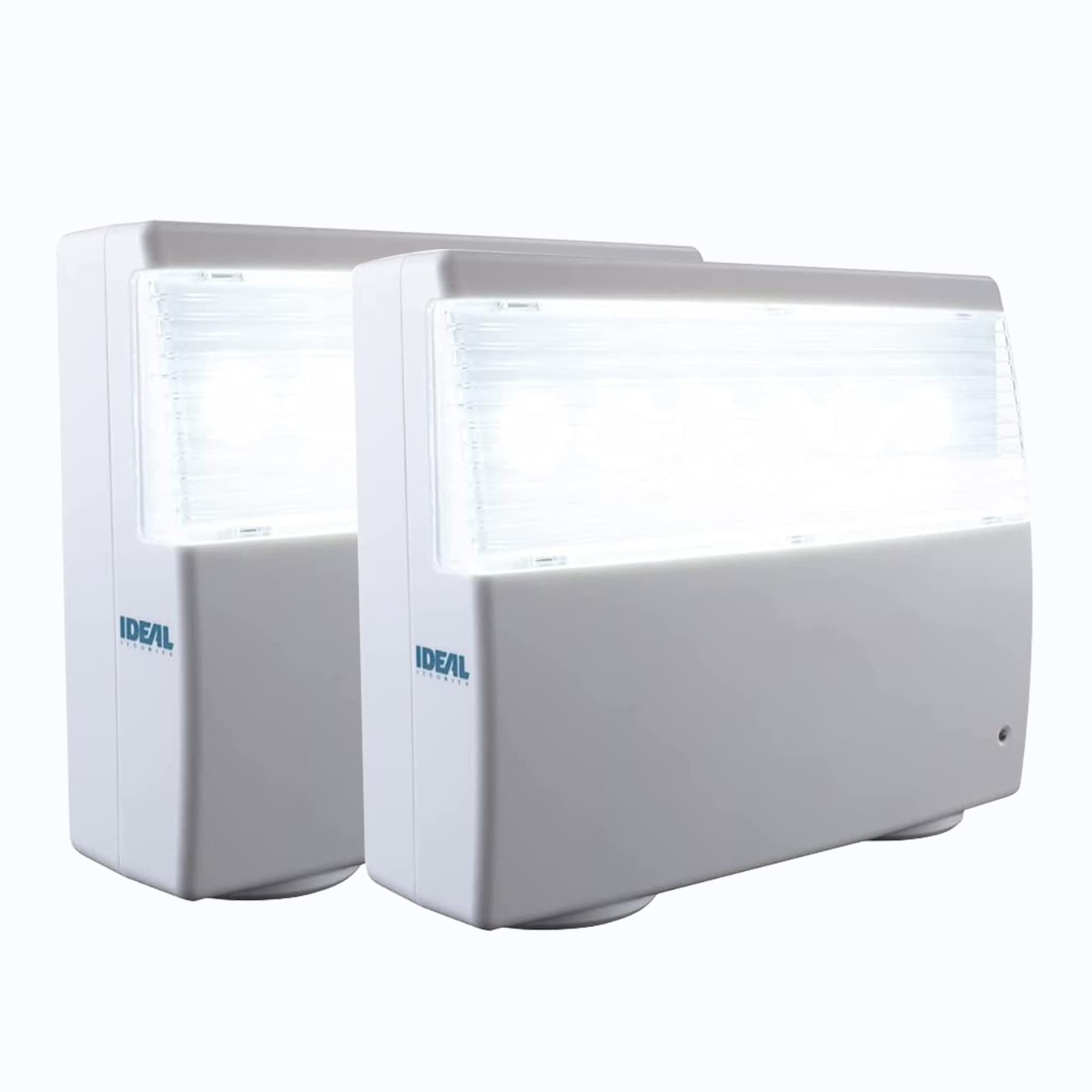 Ideal Security Rechargeable Built-In Battery Operated Emergency Light, White (200 Lumens), Set of 2