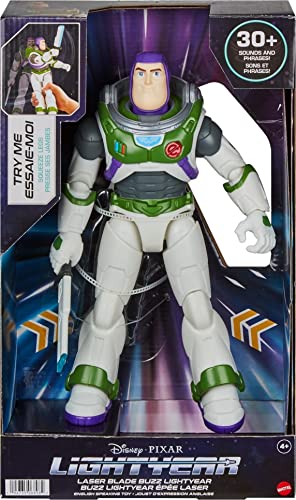 Disney and Pixar Lightyear 12-in Action Figure with Motion, Lights & Sound, Buzz Lightyear with Slashing Laser Blade