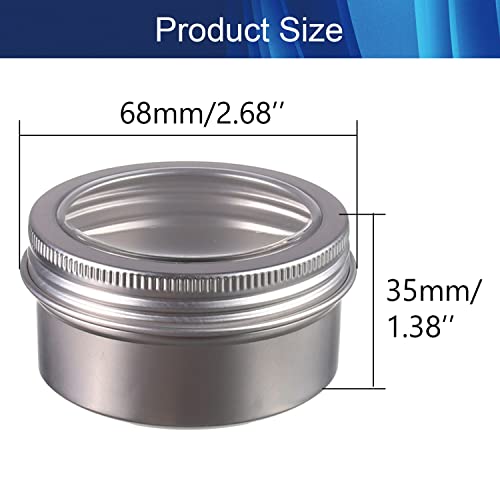 Heyiarbeit 6Pack 3.4 OZ Tin Cans Screw Top Round Aluminum Cans Screw Lid Containers with Clear Window for Store Spices Candies Tea or Gift Giving
