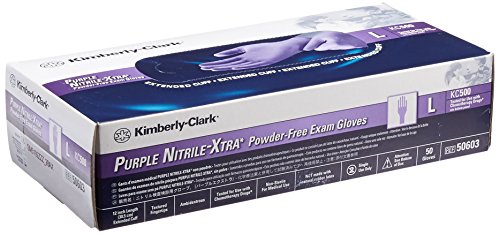 Kimberly Clark Safety 50603 Safeskin Nitrile-Xtra Exam Gloves, 12" Length, Large, Purple (Pack of 50)