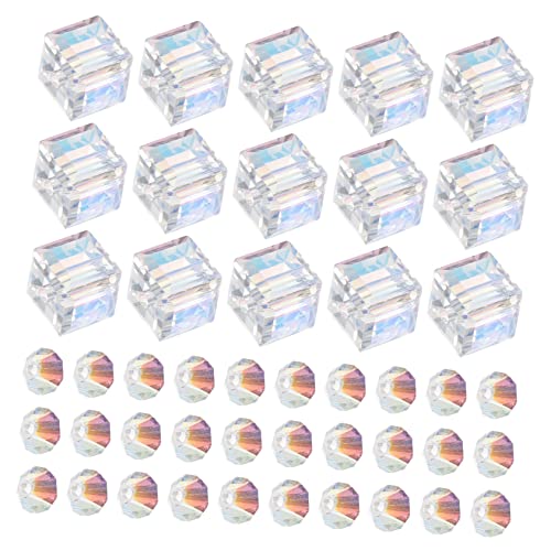 Didiseaon 180 Pcs Jewelry Beads Beaded Jewelry Bulk Glass Beads Bracelet Accessories Cube Glass Charms Jewelry Finding Bead Gemstone Beads Ab Beads Loose Beads Bracelet Making Kit Delicate