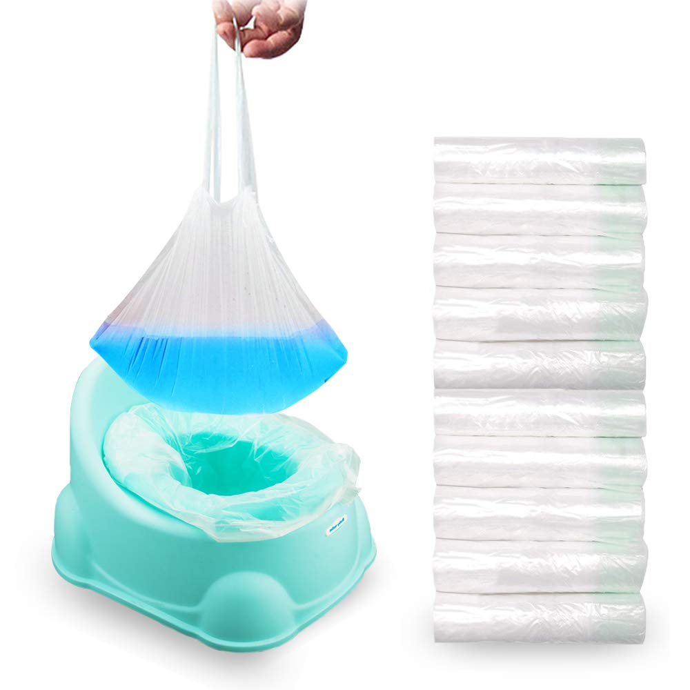 Potty Liners Disposable, Travel Potty Chair Liners with Drawstring Universal Training Toilet Seat Potty Bags Cleaning Bag for Kids Toddlers âŚ