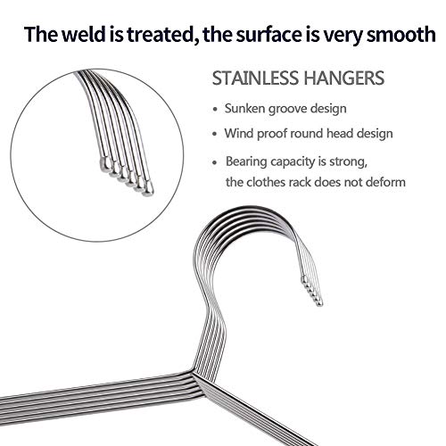FSUTEG Coat Hangers, 40 Pack Wire Hangers Stainless Steel Metal Hangers Heavy Duty Hangers, Ultra Thin Clothes Hangers 16.5in