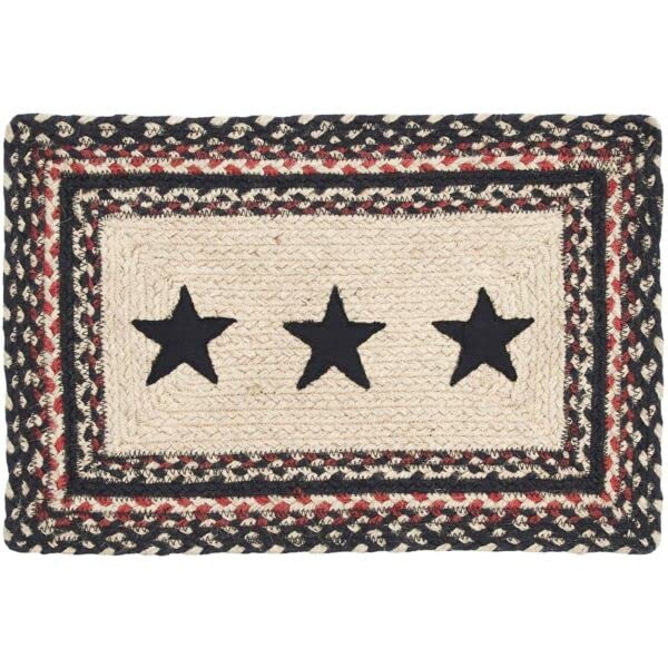 for Farmhouse RED Black Star Braided Jute Table MAT Candle Doily 15" Seasonal Ornaments Home Décor
