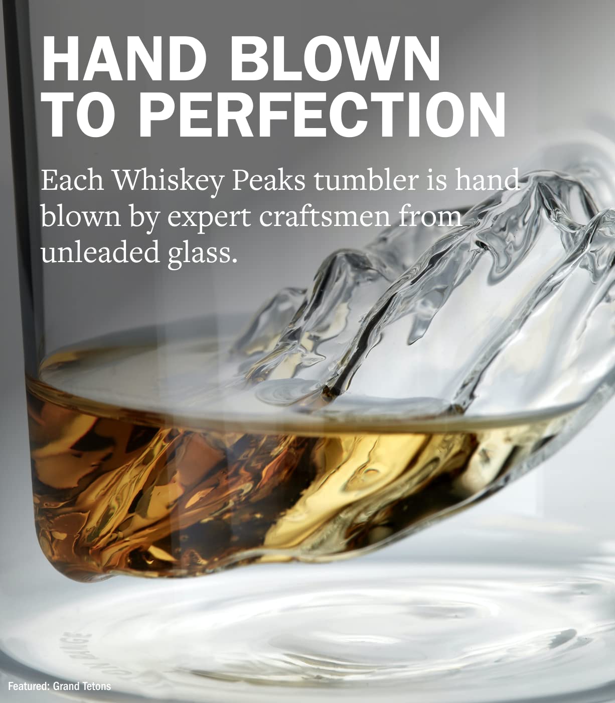 Huckberry Whiskey Peaks Iconic Mountain Bar Glasses, 11.5 oz Capacity, Lead-Free Crystal, Pacific Northwest, Set of 4