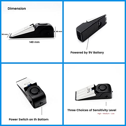AVAHISTA Ultimate Home Security Bundle 3-in-1 Portable Door Lock Door Stop Alarm 2 Sets of Door/Window Sensor Alarms Heavy Duty Protection for Travel. Home/Apartment Security Package