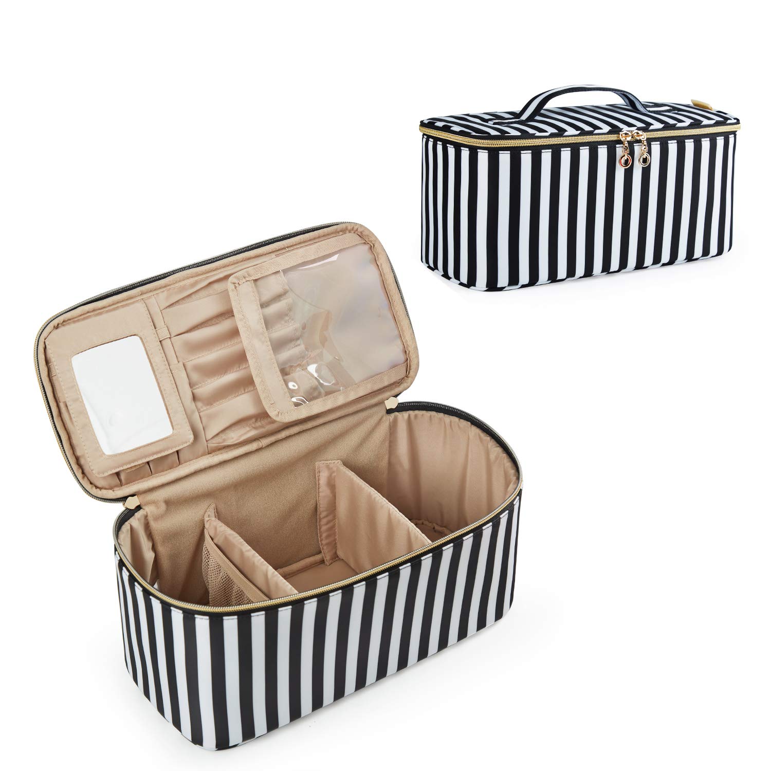 BAGSMART Makeup Bag Cosmetic Bag Large Toiletry Bag Travel Bag Case Organizer for Women (Black)