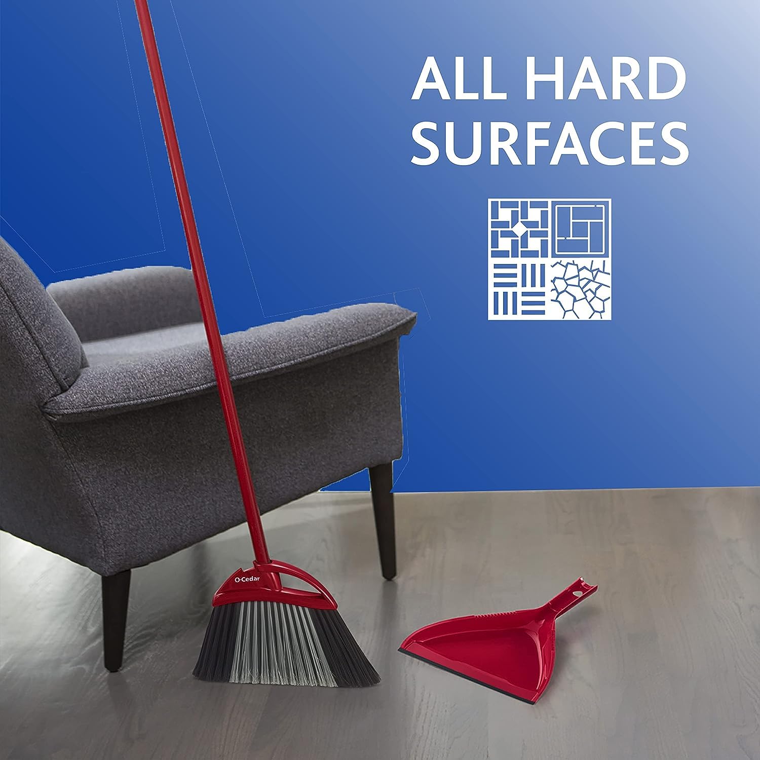 O-Cedar Power Corner Angle Broom with Dust Pan (Pack of 3)
