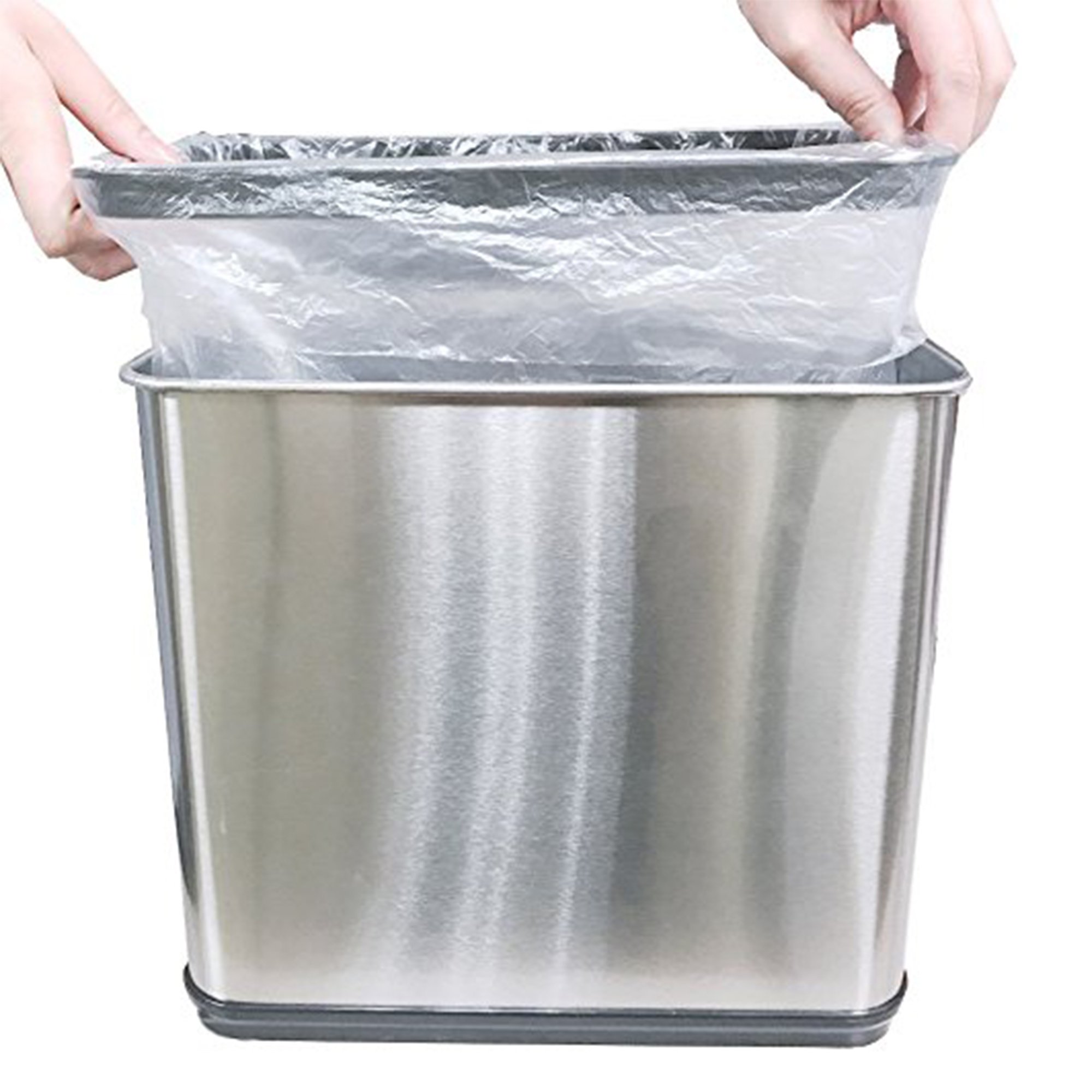 iTouchless Small/Medium Trash Bags, Fits 2 Gal, 3 Gal, 4 Gal, 5 Gal, and 6 Gallon Garbage Cans, Strong Bathroom Kitchen Bin Liners, for Rubbish Recycling Compost in the Home, Office, Clear, 50 Count