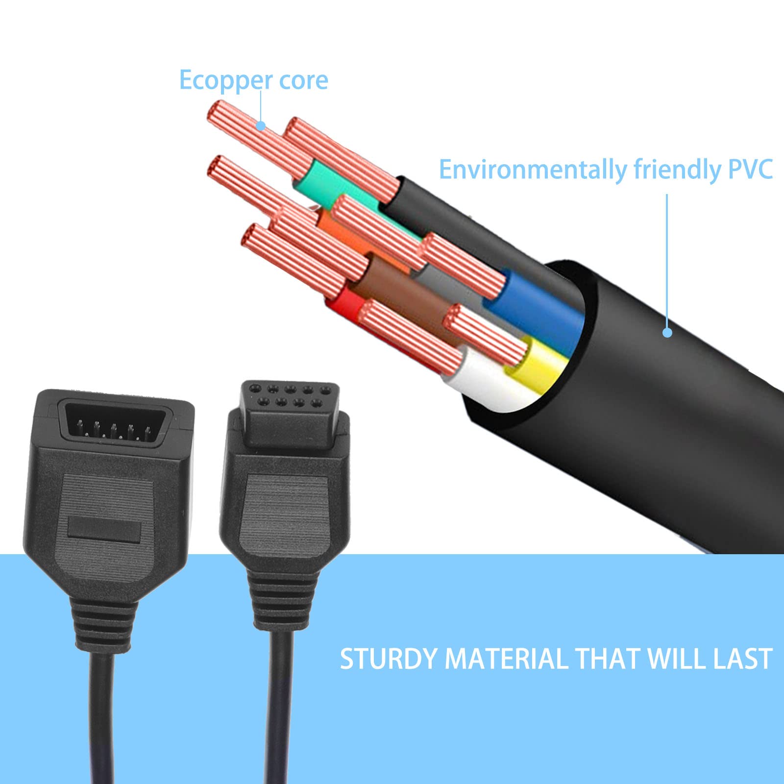 JoFong 9 Pin Controller Extension Cable for AV 620 HD 621 HD 821 Classic Retro Game Console Plug and Play Wired Video Game Controller Gamepad Extension Cable 5.8FT 2-Pack Black