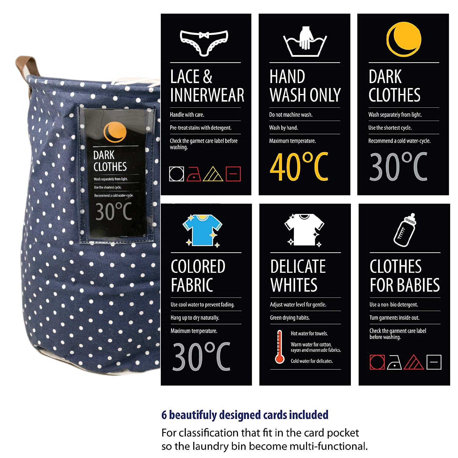Collapsible laundry basket hamper. Round lunar canvas waterproof large storage bin baskets. Storage washing clothes and toys with handles and drawnstring 13.3"x 18.5"