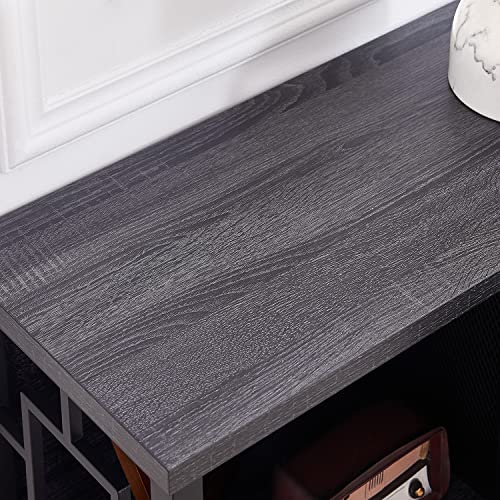 HOMISSUE 6 Cube Storage Organizer Shelf with 3 Storage Cube, Wood and Metal Cubby Bookcase,Horizontal Bookshelf,Multifunctional Metal Display Cabinet for Living Room and Office(Grey, 47 Inch)