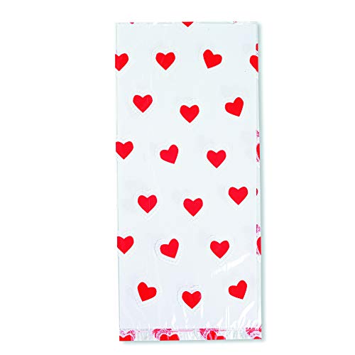 Fun Express Valentine Cello Bag Assortment (60 pieces) Valentine's Day Party Supplies, Cellophane Bags, Classroom Party Supplies