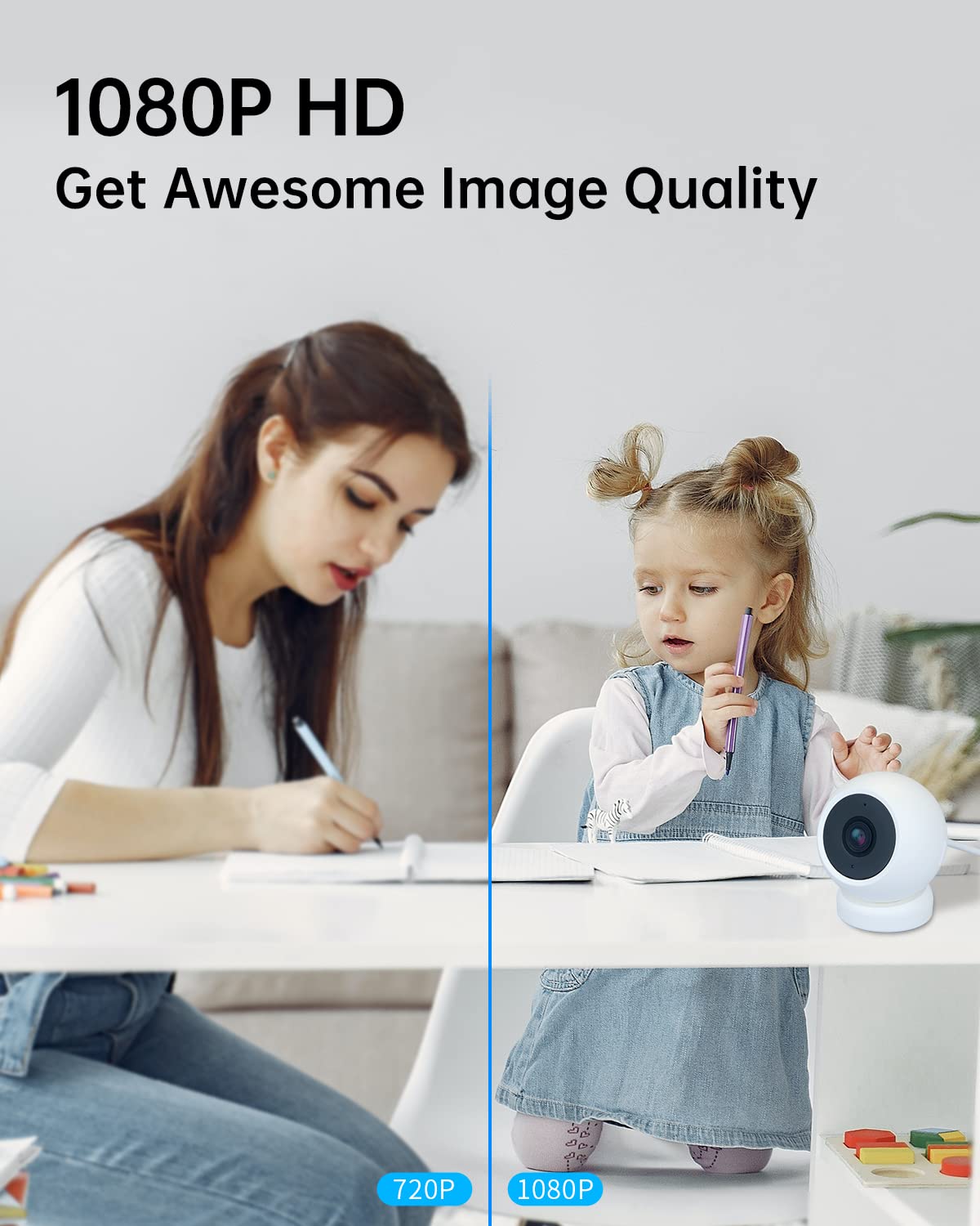 GIEC WiFi Surveillance Camera IP Camera 1080P WiFi Smart Home Indoor Camera for Baby/Pet/Nanny,2-Way Talk, Night Vision, Motion Detection Local Storage Security Camera Baby Monitor Cat Dog Camera