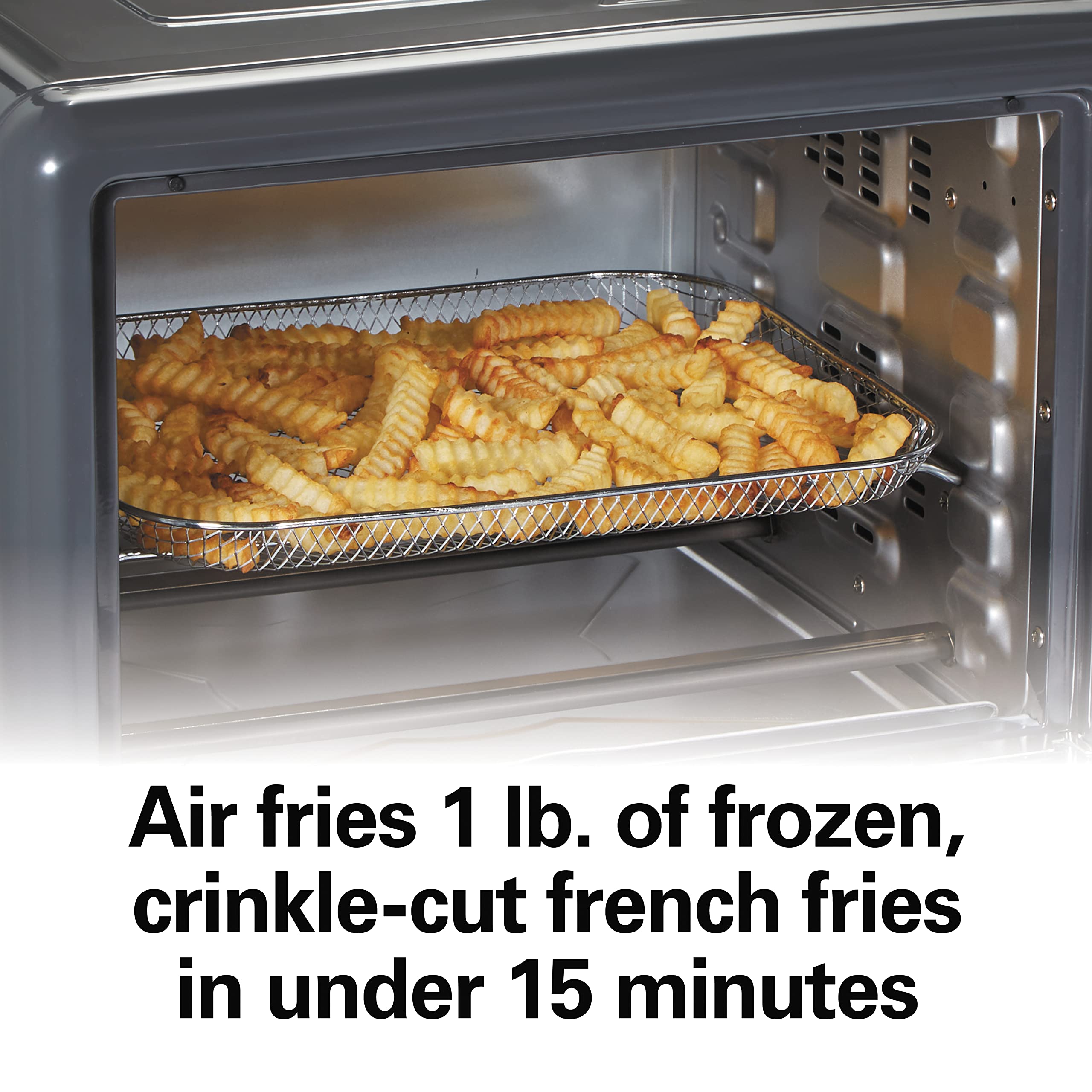 Hamilton Beach Countertop Air Fryer Oven with Sure-Crisp Technology, XL Capacity for 2 12β Pizzas, Two 9β x 13β Pans and 4 Rack Positions, Digital Controls, Grey (31390)