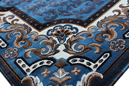 Kingdom Traditional Area Rug Design D 123 Blue (5 Feet X 7 Feet)