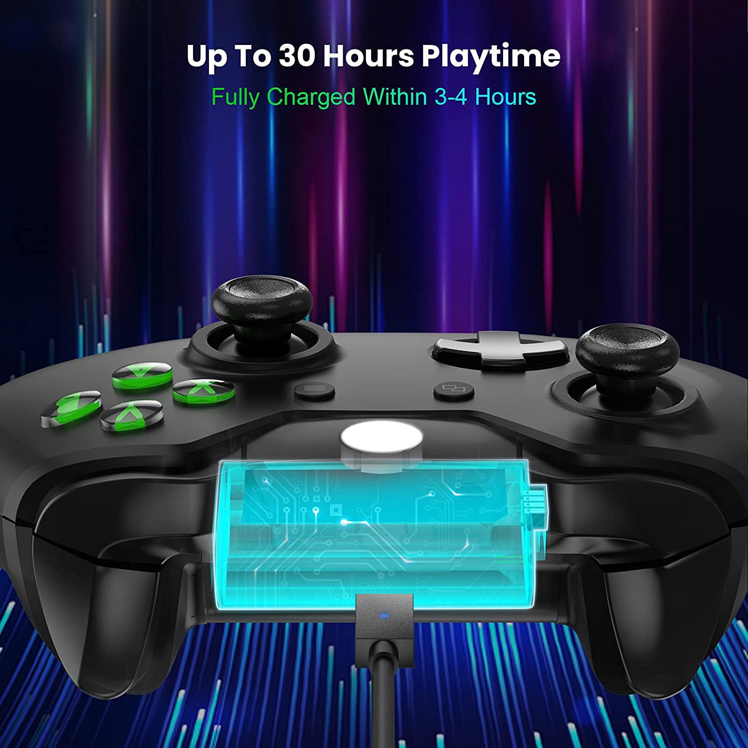 Battery Pack for Xbox One Controller, Compatible with Xbox One/Xbox Series X|S Controller 1200mAh Ni-MH Rechargeable Battery with 5ft Micro USB Charging Cable